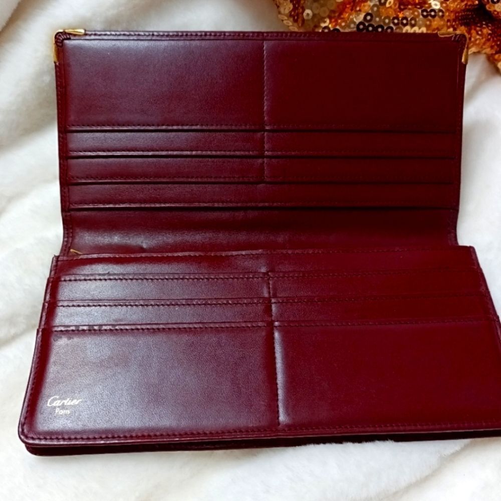 Authentic Cartier Bifold Wallet Long Wallet Vintage E… - Gem